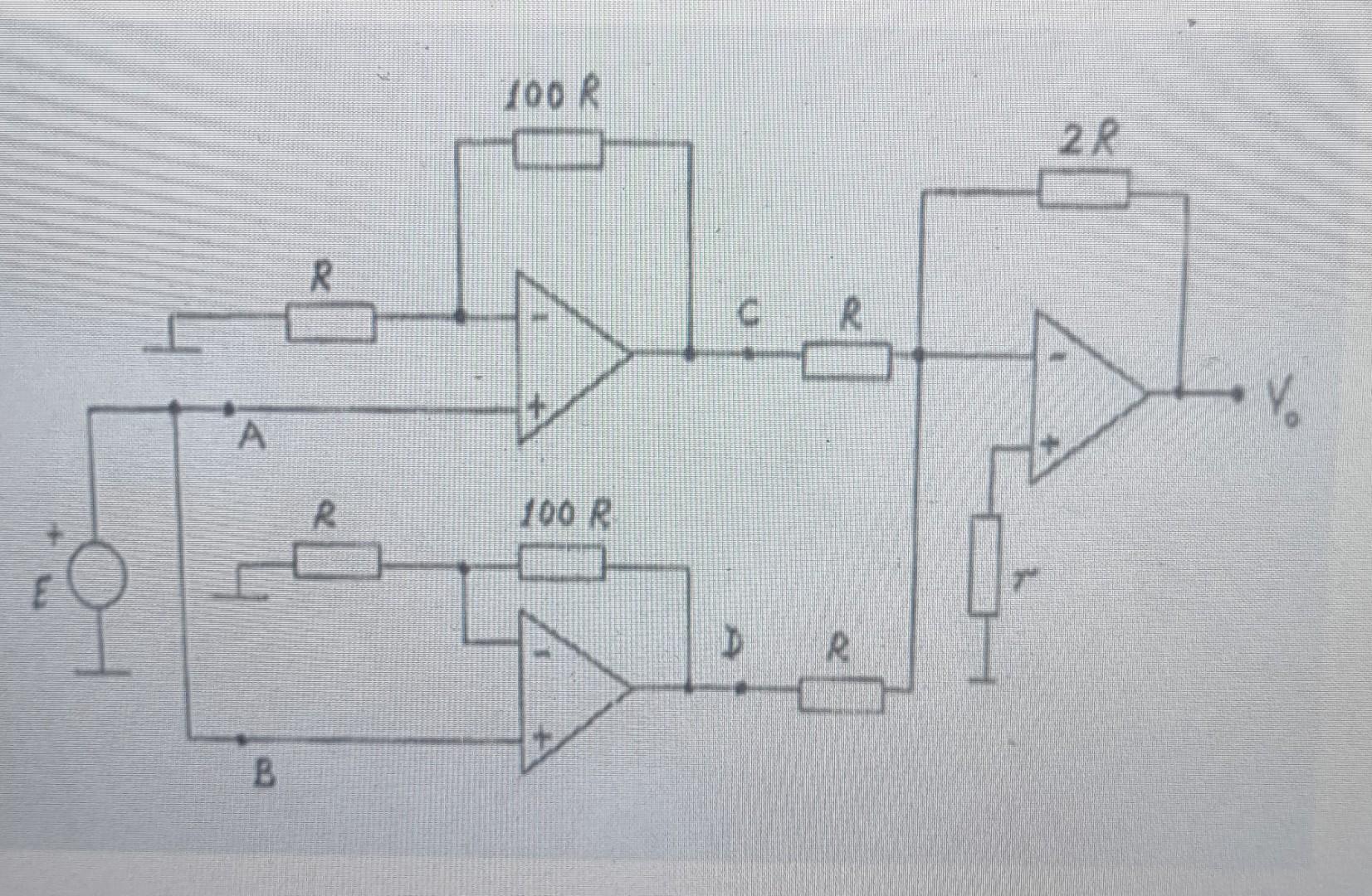 a) Calculate Vo/E gain. Design a circuit using 1 | Chegg.com
