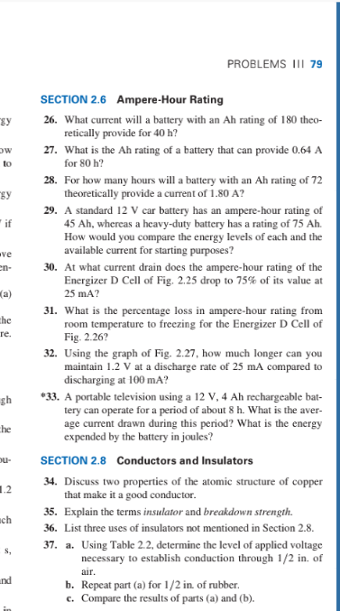 Solved SECTION 2.6 Ampere-Hour Rating 26. What current will | Chegg.com