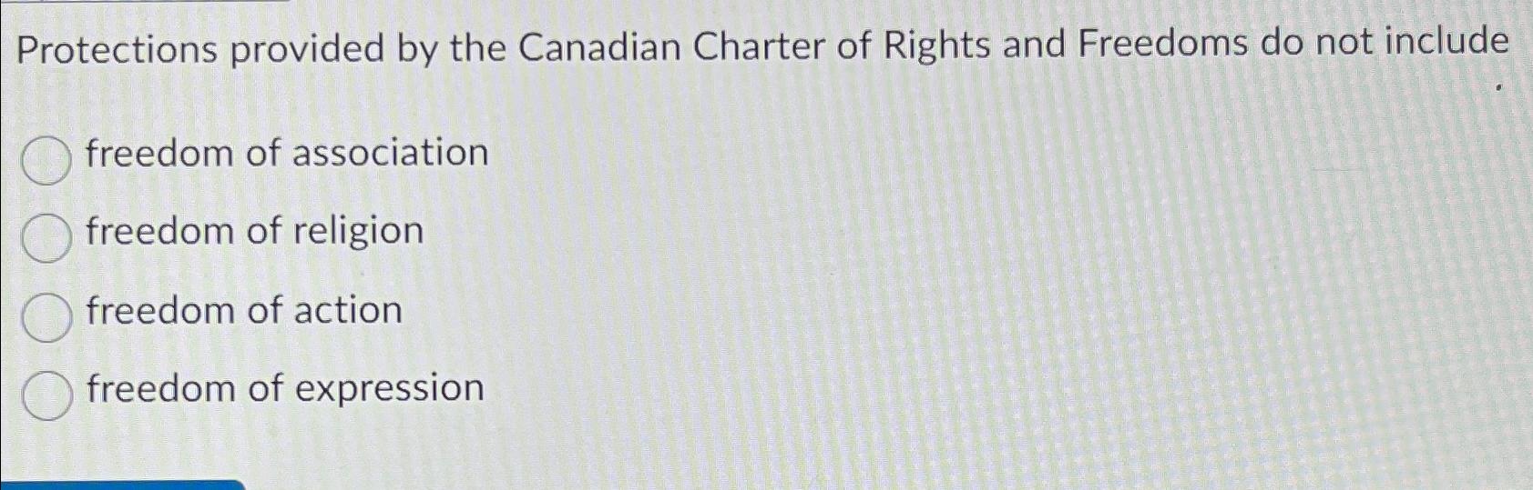 Solved Protections provided by the Canadian Charter of | Chegg.com