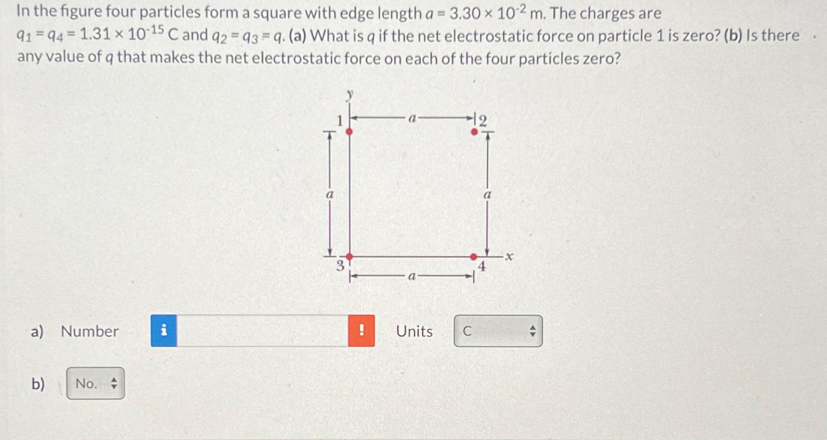 Solved In the figure four particles form a square with edge | Chegg.com