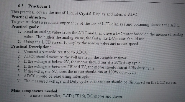 Read an analog value from the ADC and then drive a DC | Chegg.com