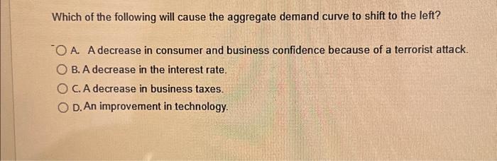 Solved Which of the following will cause the aggregate | Chegg.com