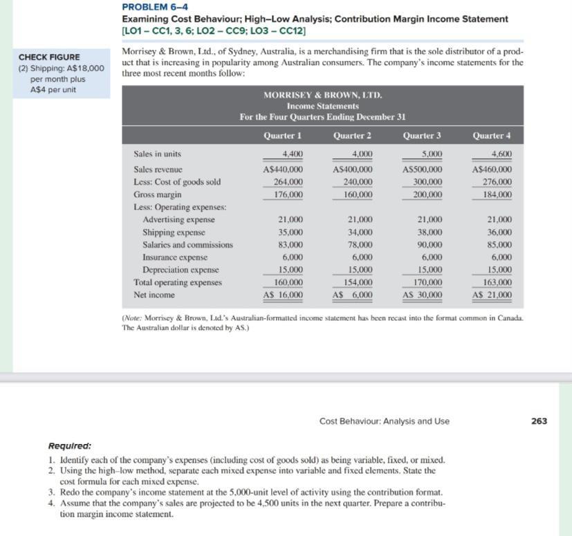 Solved PROBLEM 6-4 Examining Cost Behaviour; High-Low | Chegg.com
