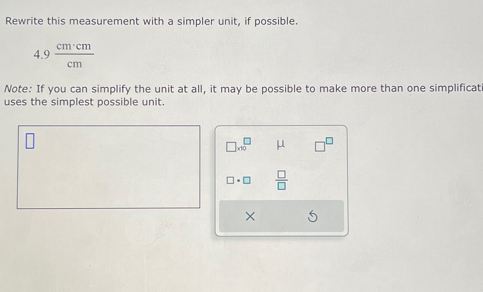 Solved Rewrite this measurement with a simpler unit, if | Chegg.com
