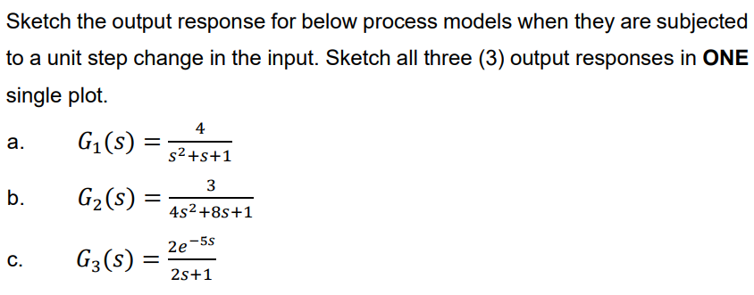 Solved Sketch the output response for below process models | Chegg.com
