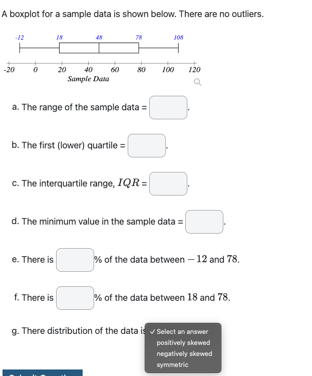 Solved A boxplot for a sample data is shown below. There are | Chegg.com