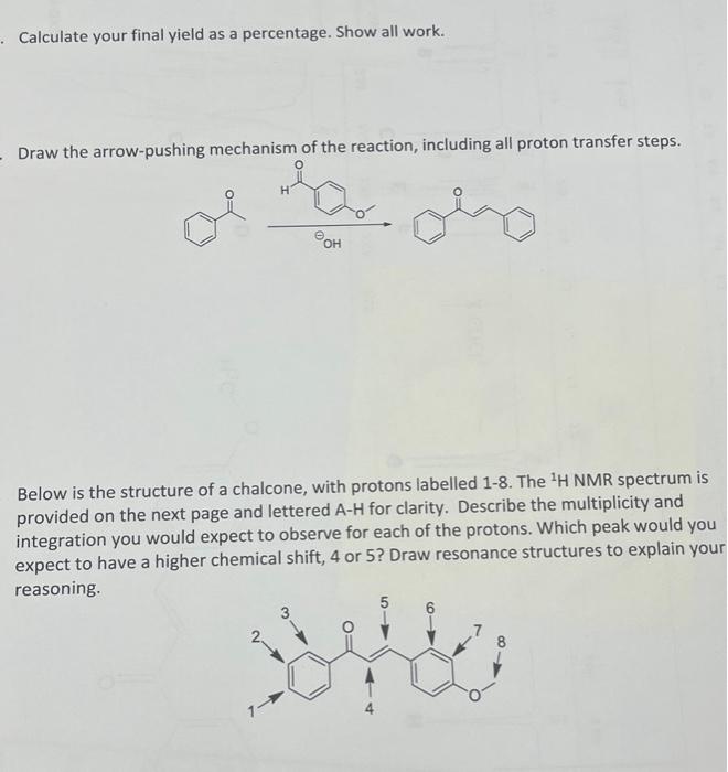 Solved Calculate your final yield as a percentage. Show all | Chegg.com