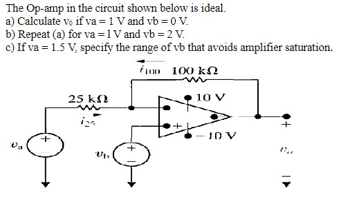 Solved The Op-amp in the circuit shown below is ideal.a) | Chegg.com