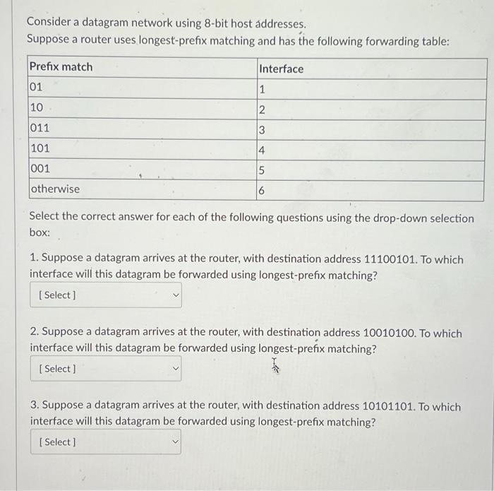 Solved Consider a datagram network using 8-bit host | Chegg.com