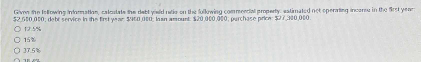 Solved Given the following information, calculate the debt | Chegg.com