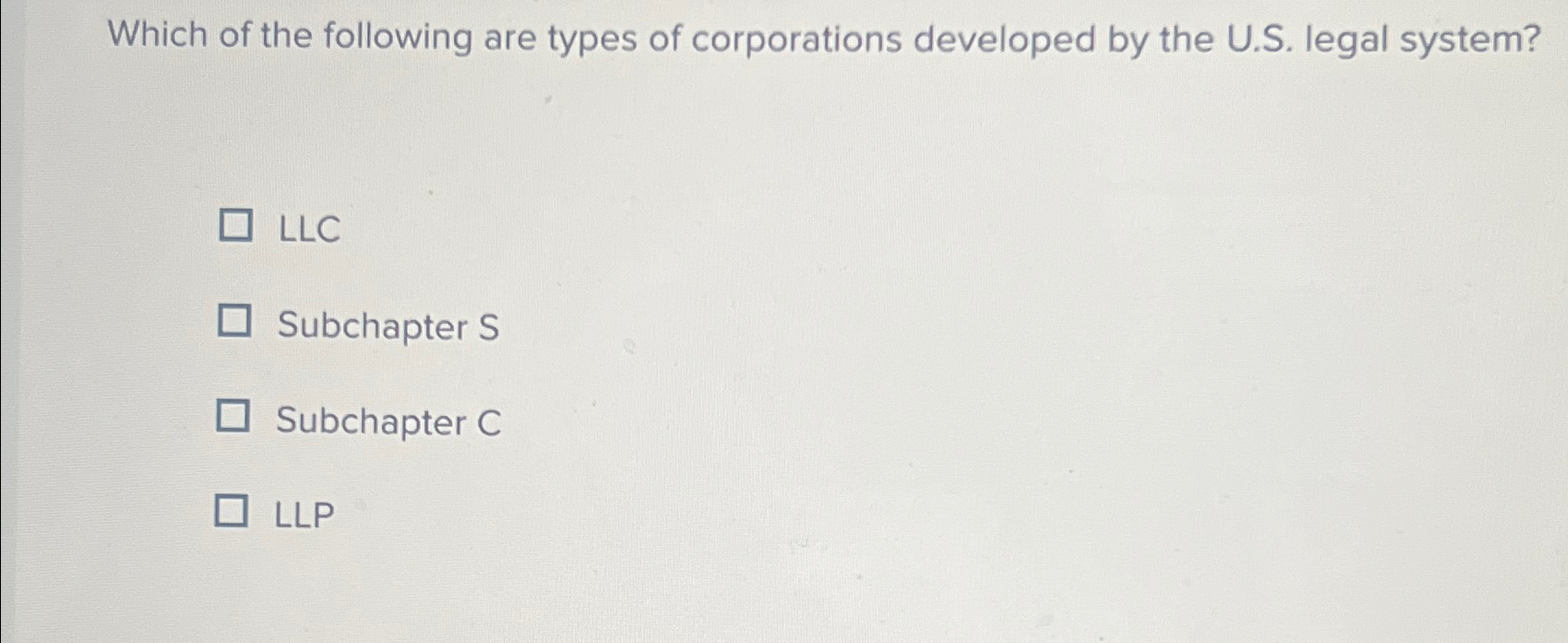 Solved Which of the following are types of corporations | Chegg.com