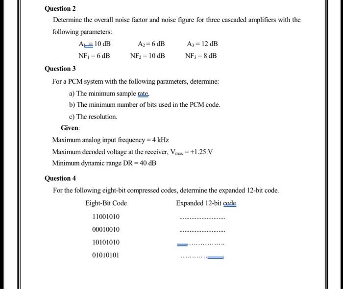 Solved Determine the overall noise factor and noise figure | Chegg.com