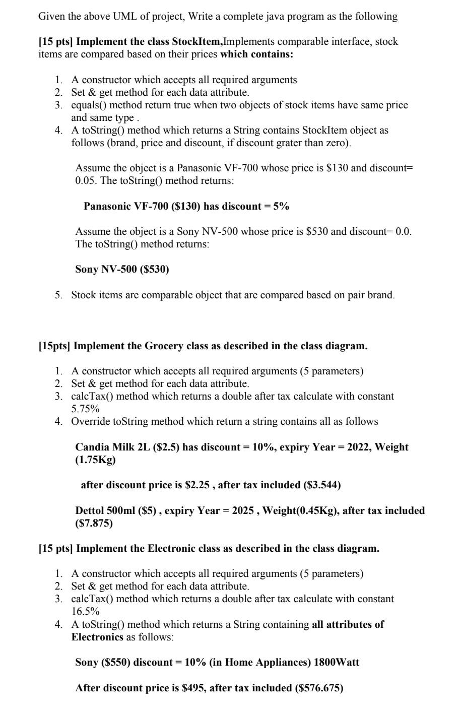 Solved Final Project : Objectives: 1. Java concepts (Chapter | Chegg.com