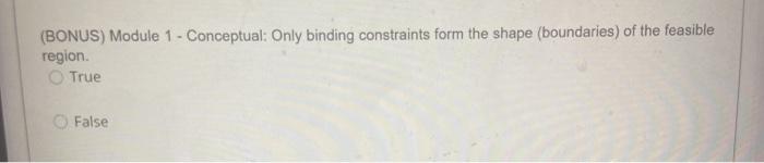 Solved (BONUS) Module 1 - Conceptual: Only binding | Chegg.com