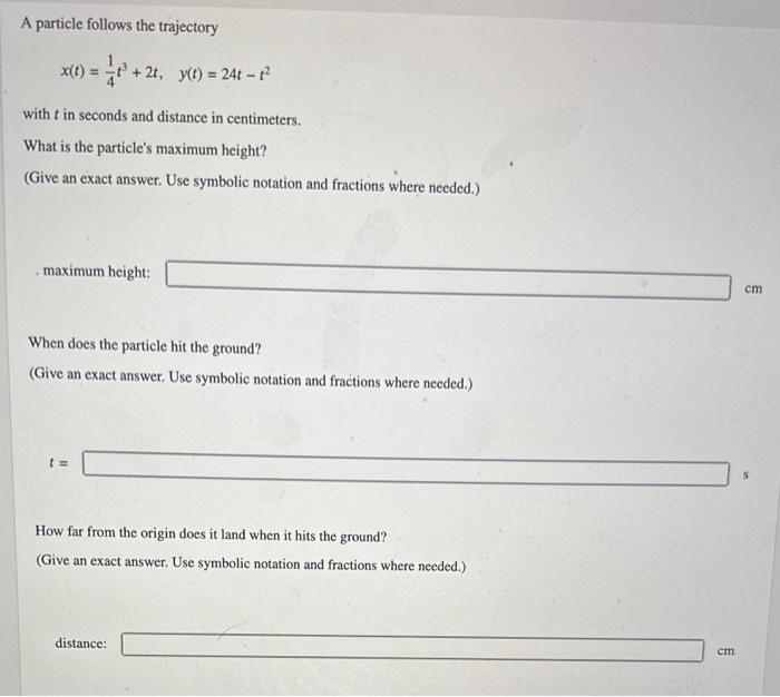 Solved A particle follows the trajectory | Chegg.com