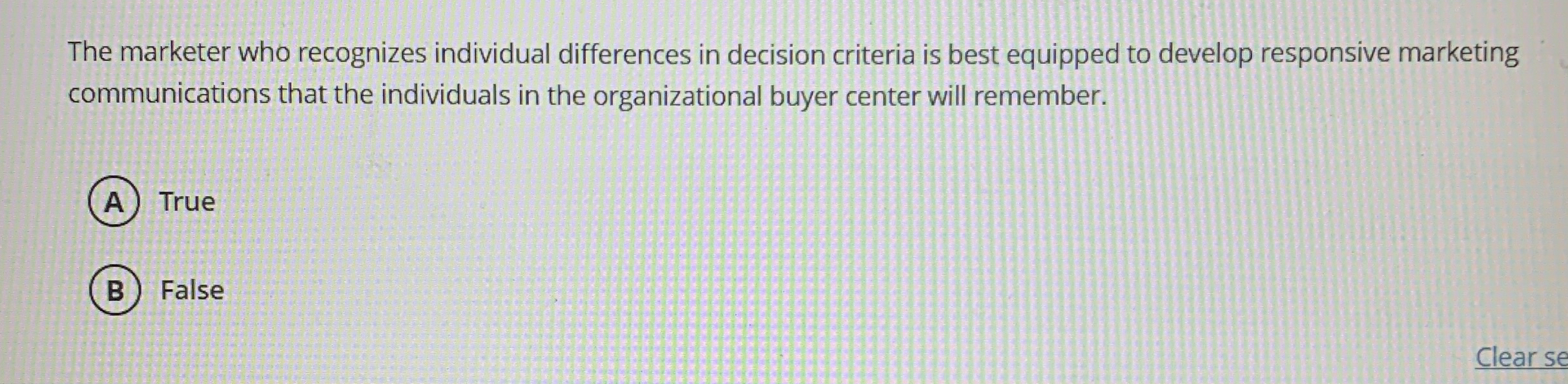 Solved The marketer who recognizes individual differences in | Chegg.com