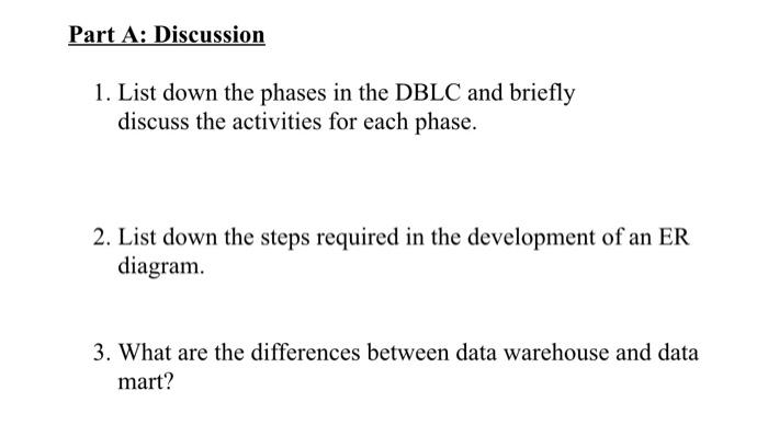 Solved Part A: Discussion 1. List down the phases in the | Chegg.com