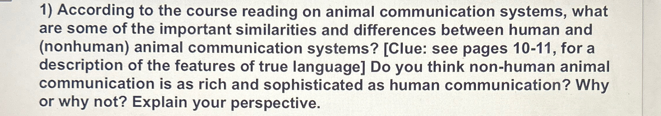 Solved According to the course reading on animal | Chegg.com
