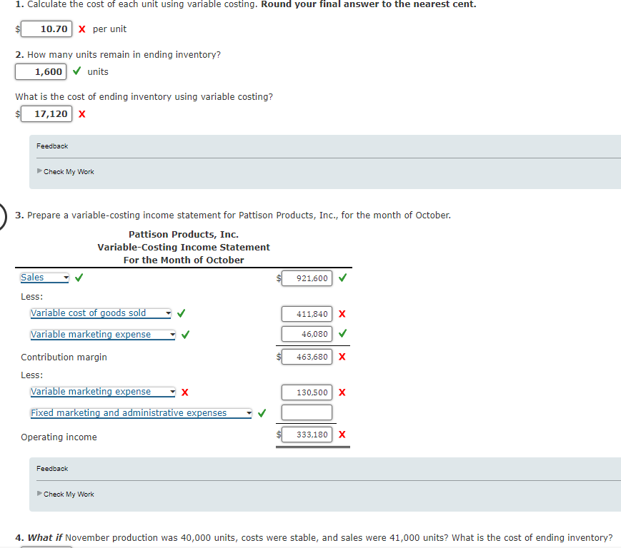 Solved Variable Costing, Value of Ending Inventory, | Chegg.com