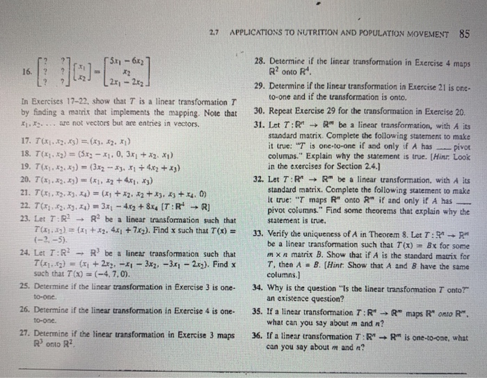 Solved 2.5 EXERCISES 1. For A = A = [3 :) define T:R2 → RP | Chegg.com
