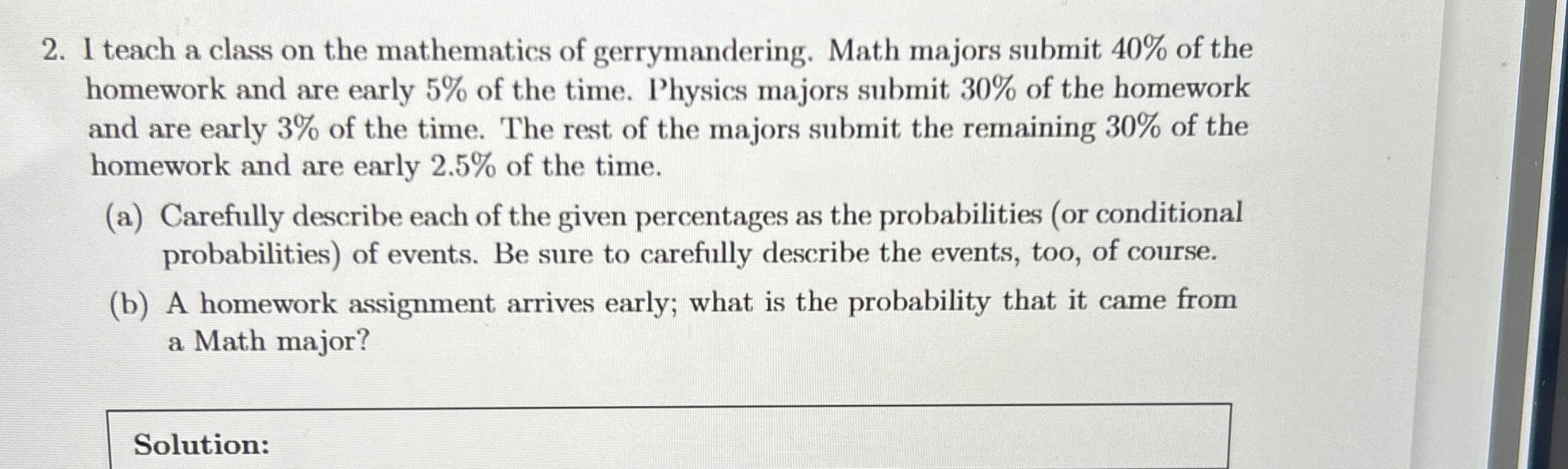 Solved I teach a class on the mathematics of gerrymandering. | Chegg.com