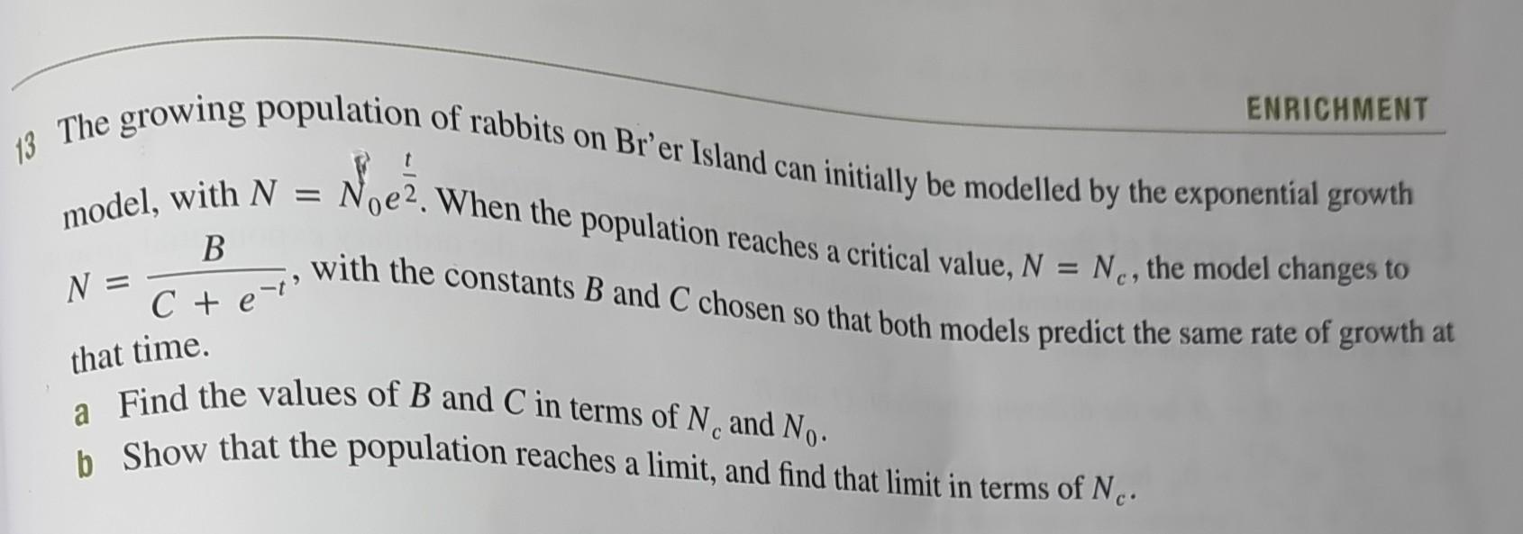 Solved 13 The growing population of rabbits on Br'er Island | Chegg.com