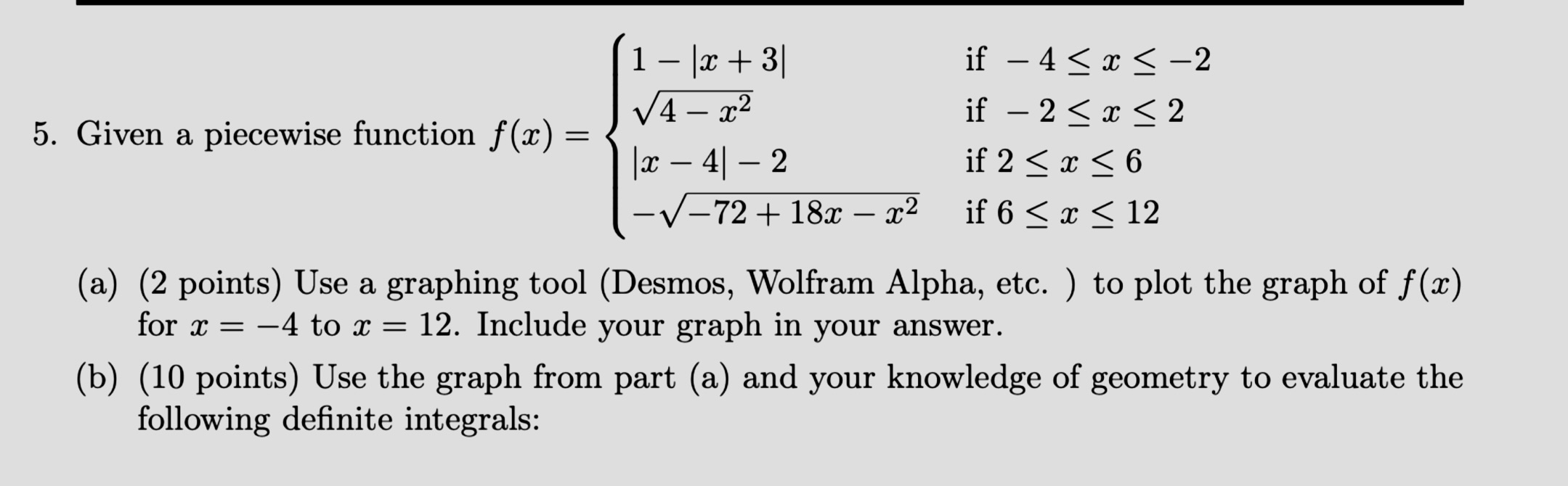 Solved Given a piecewise function | Chegg.com