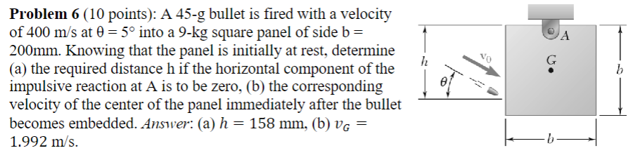 Solved Problem 6 (10 ﻿points): A 45-g bullet is fired with a | Chegg.com
