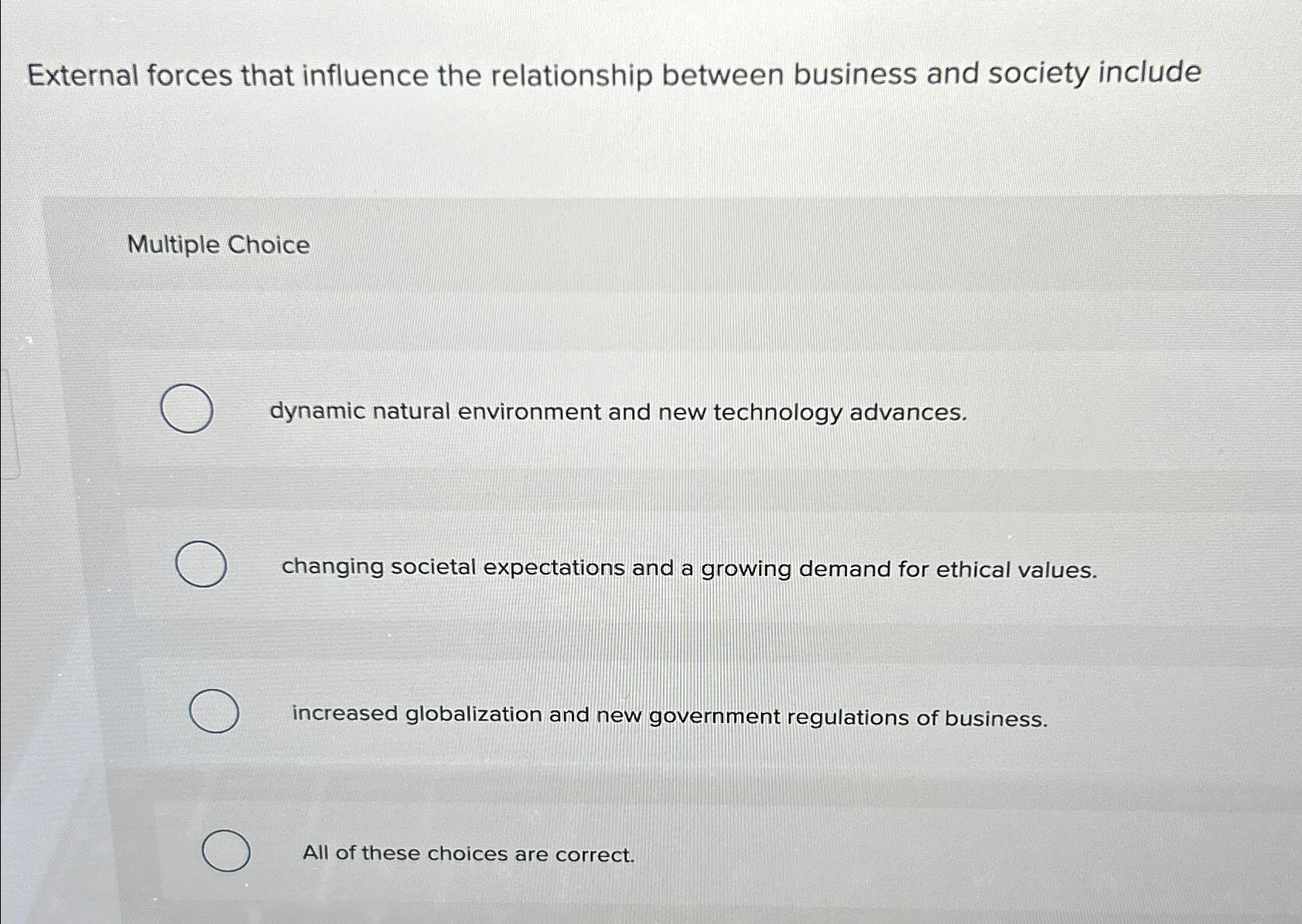 Solved External forces that influence the relationship | Chegg.com