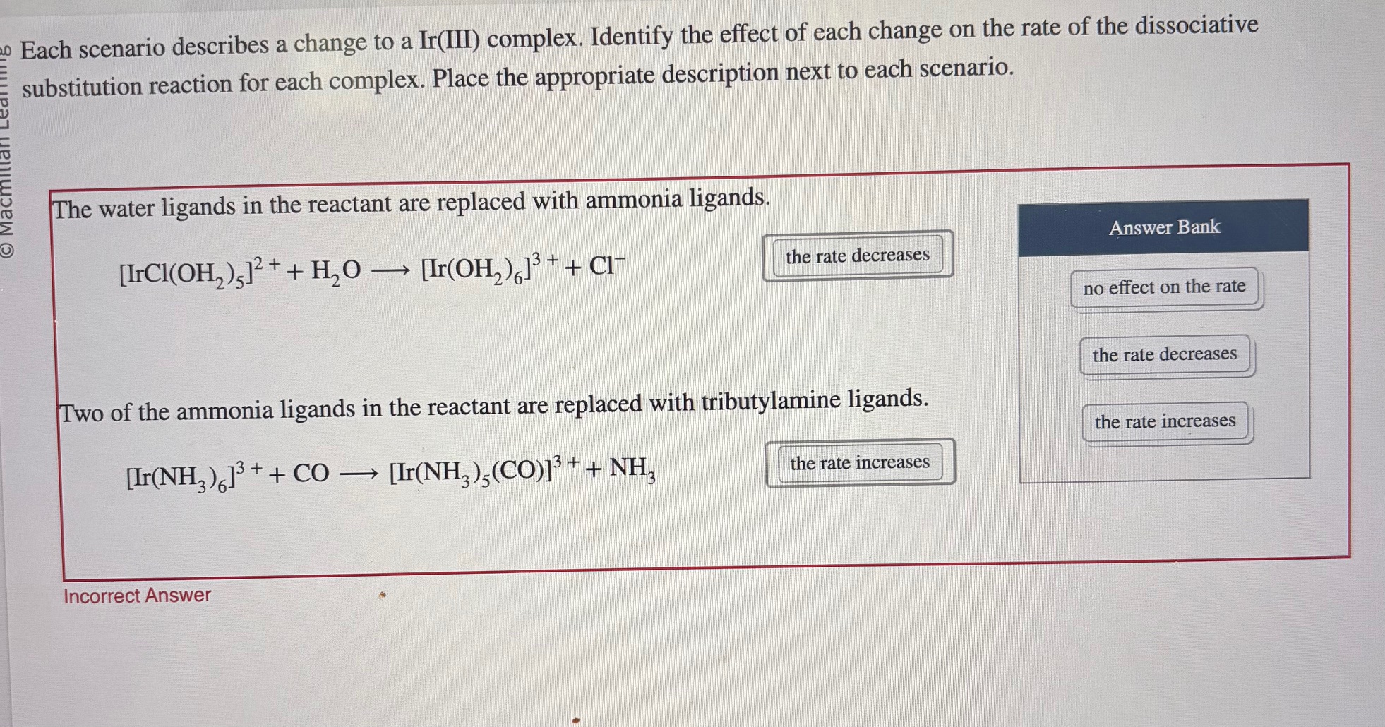 Solved Each scenario describes a change to a Ir(III) | Chegg.com