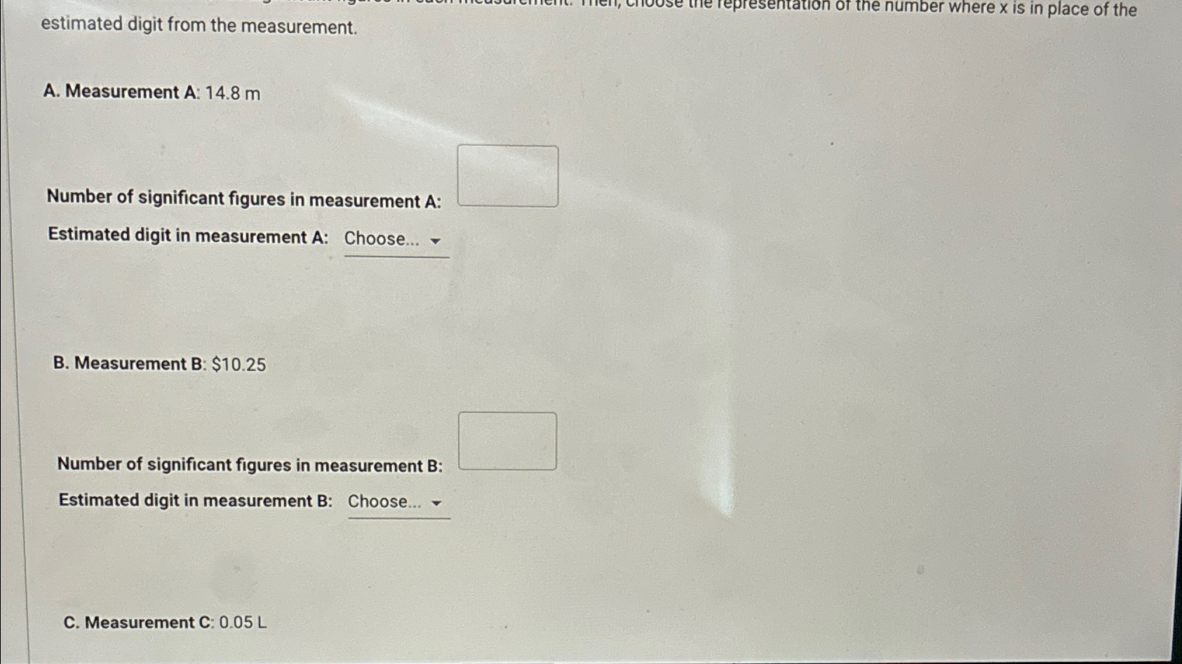 Solved estimated digit from the measurement.A. ﻿Measurement | Chegg.com