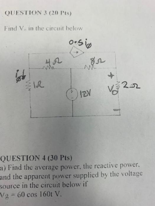 Solved Find Vn in the circuit below QUESTION 4 (30 Pts) a) | Chegg.com Solved Find Vn in the circuit below QUESTION 4 (30 Pts) a) | Chegg.com
