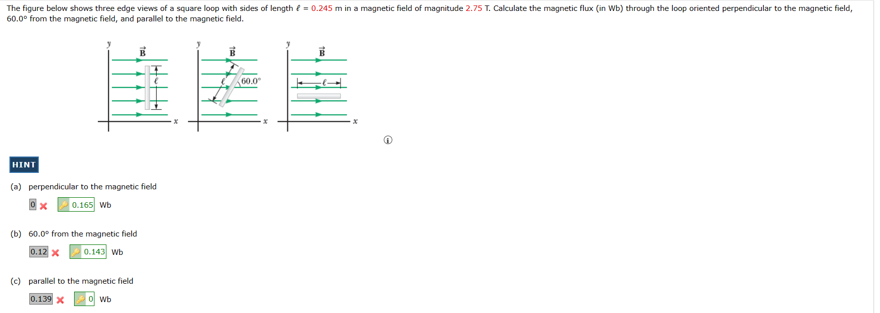 Solved 60.0° ﻿from the magnetic field, and parallel to the | Chegg.com