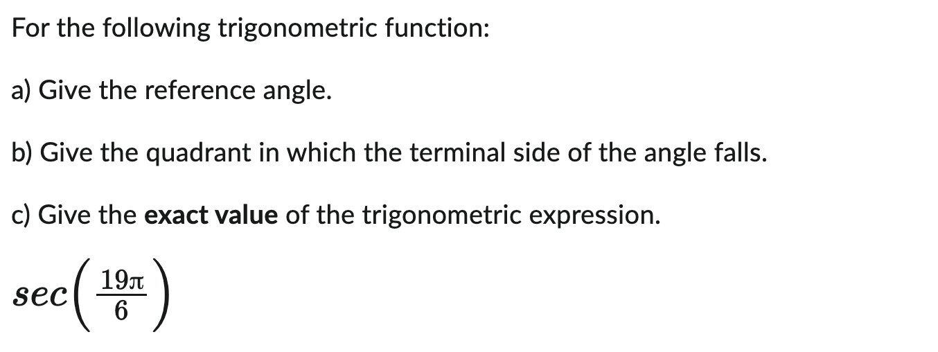 Solved For the following trigonometric function:a) ﻿Give the | Chegg.com