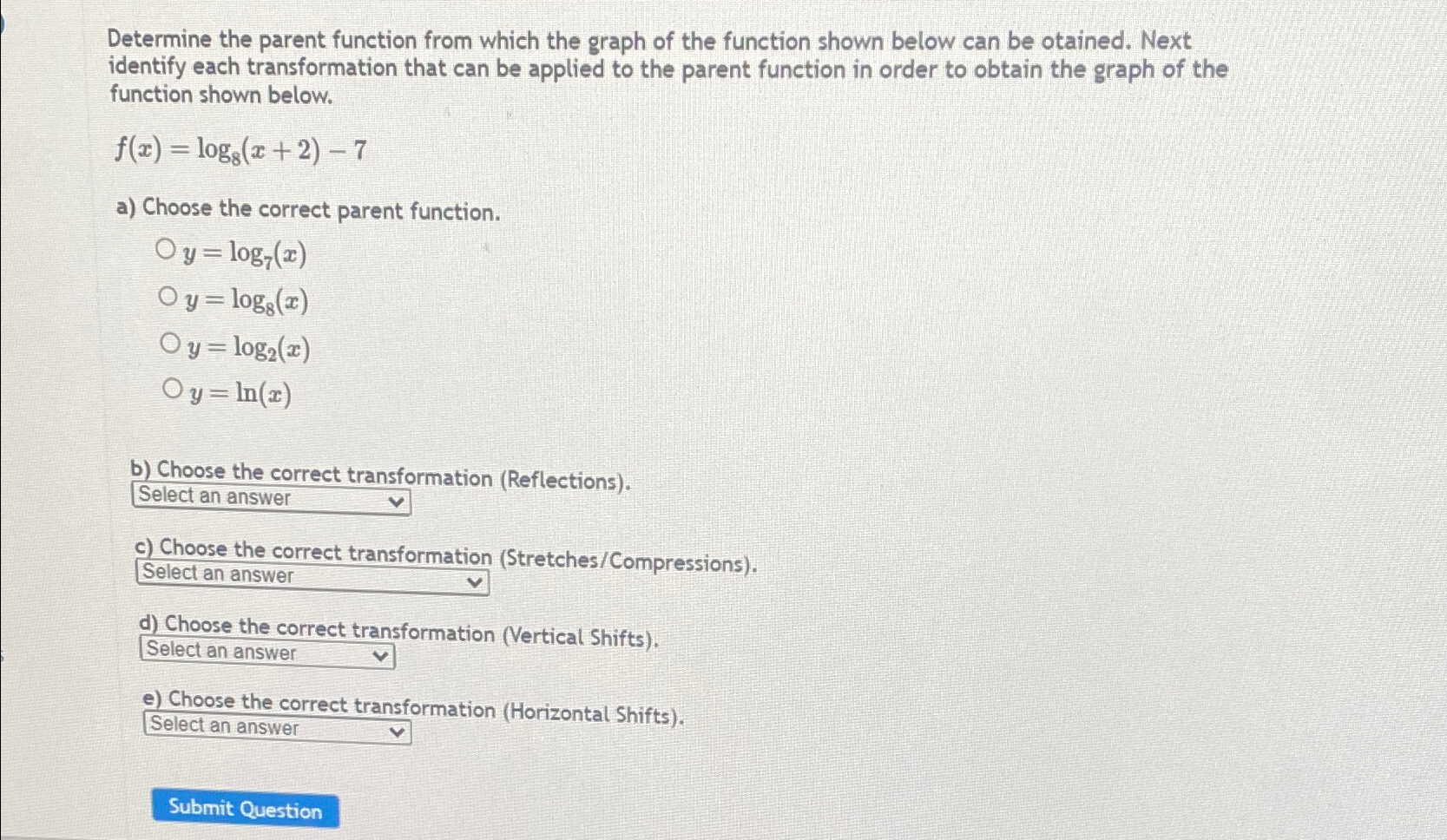 Solved Determine the parent function from which the graph of | Chegg.com