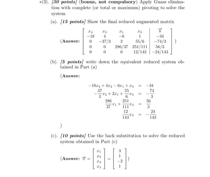 Solved *(3). [30 points] (bonus, not compulsory) Apply Guass | Chegg.com