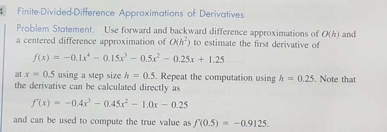 Solved Finite Divided Difference Approximations Of