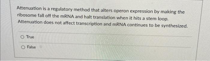 Solved A mutation in the trp operon leader sequence has | Chegg.com