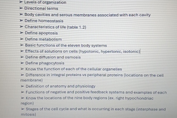 Solved Levels of organization> ﻿Directional termsBasic | Chegg.com