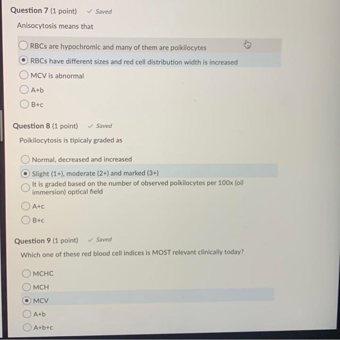 Solved Saved Question 1 (1 point) Howell-Joly bodies and | Chegg.com