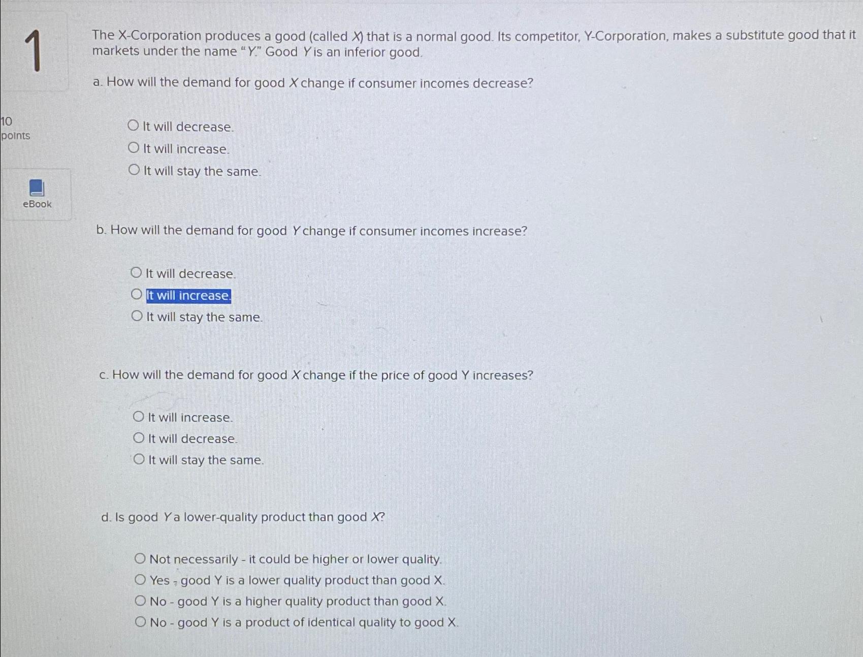 Solved 1 ﻿The x-Corporation produces a good (called x ) | Chegg.com