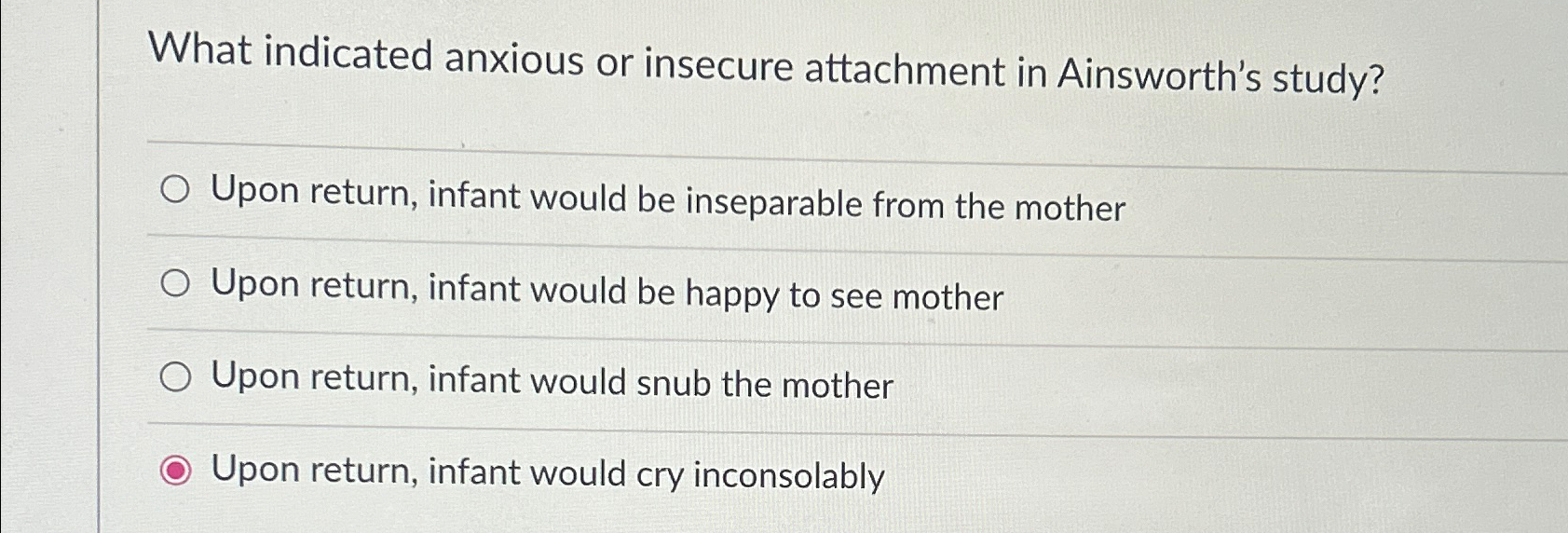 Solved What indicated anxious or insecure attachment in | Chegg.com
