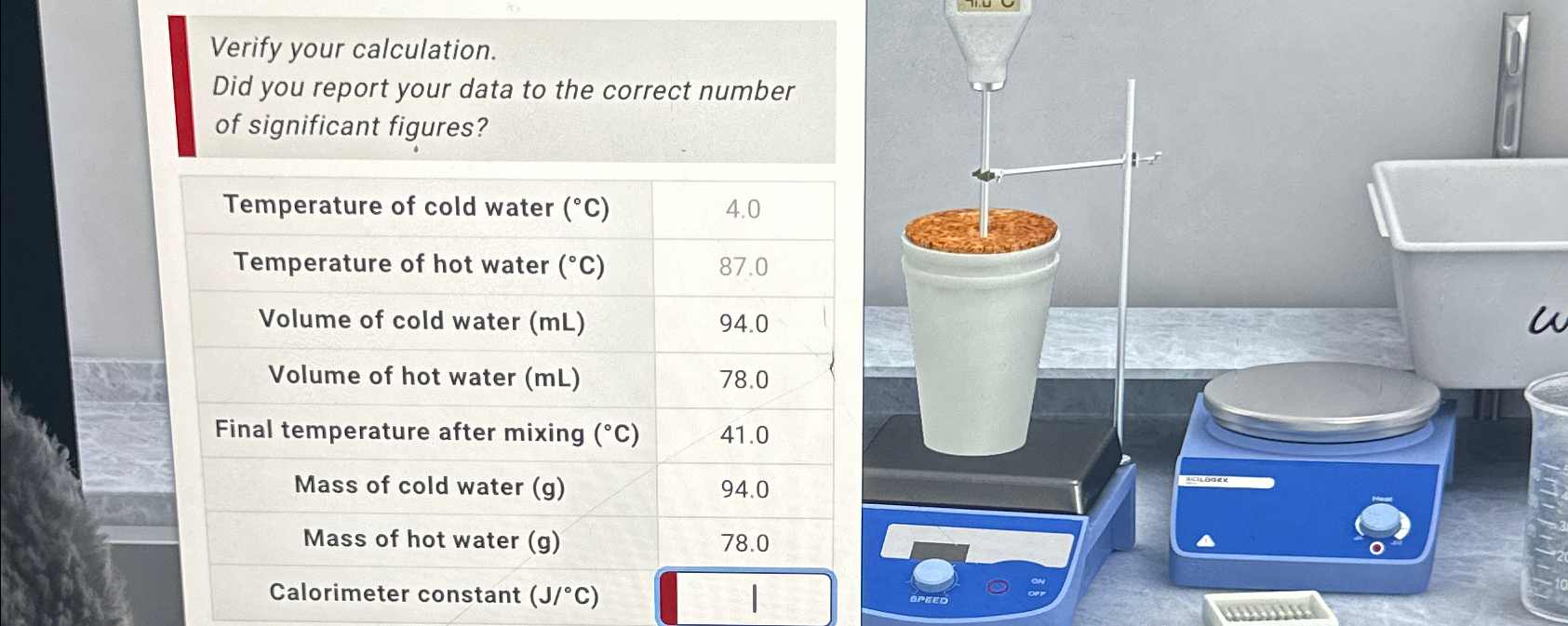 Solved Verify your calculation.Did you report your data to | Chegg.com