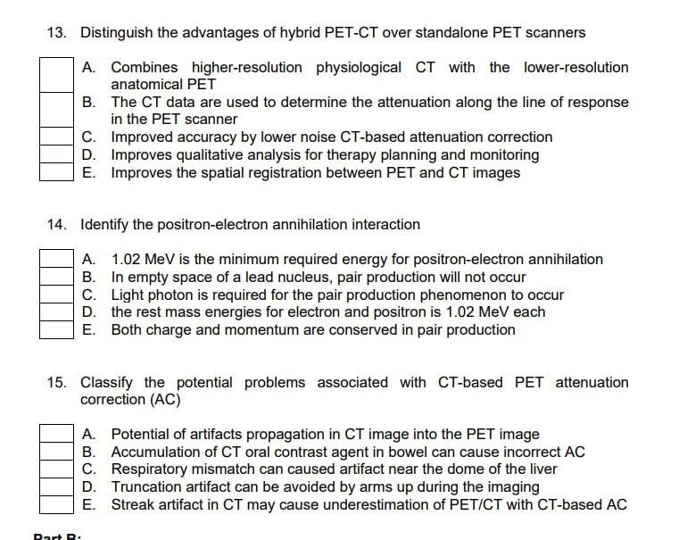 Solved 1. Regarding SPECT acquisition A. It covers 180∘ or | Chegg.com