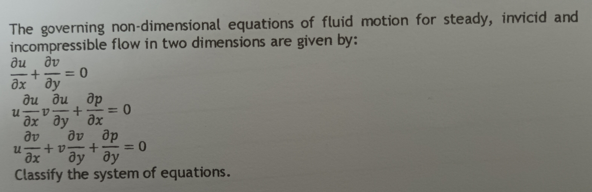 Solved The governing non-dimensional equations of fluid | Chegg.com