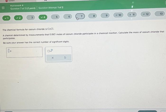 Solved The chemical formula for cesium chloride is CsCl. A | Chegg.com