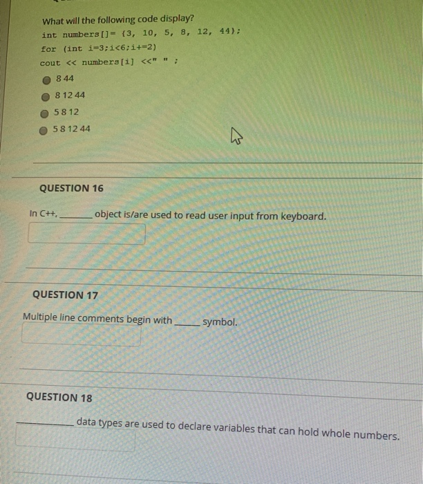 Solved What will the following code display? int numbers () | Chegg.com