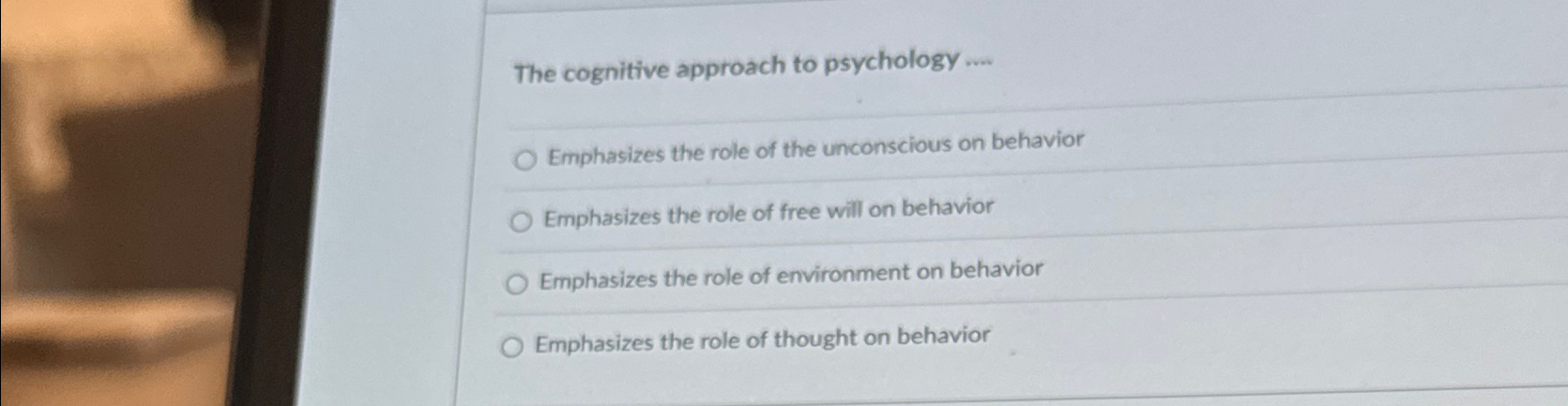 Solved The cognitive approach to psychology q,Emphasizes the | Chegg.com