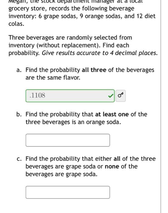 Solved rrocery store, records the following beverage | Chegg.com
