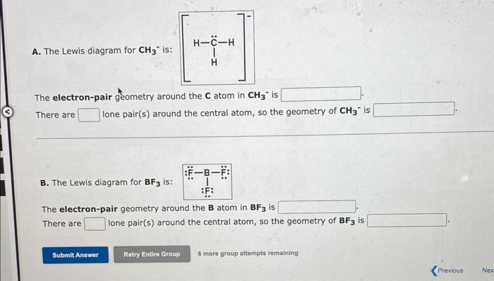 Solved A. The Lewis diagram for CH3−is: The electron-pair | Chegg.com